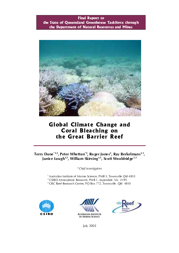 (PDF) Global climate change and coral bleaching on the Great Barrier Reef