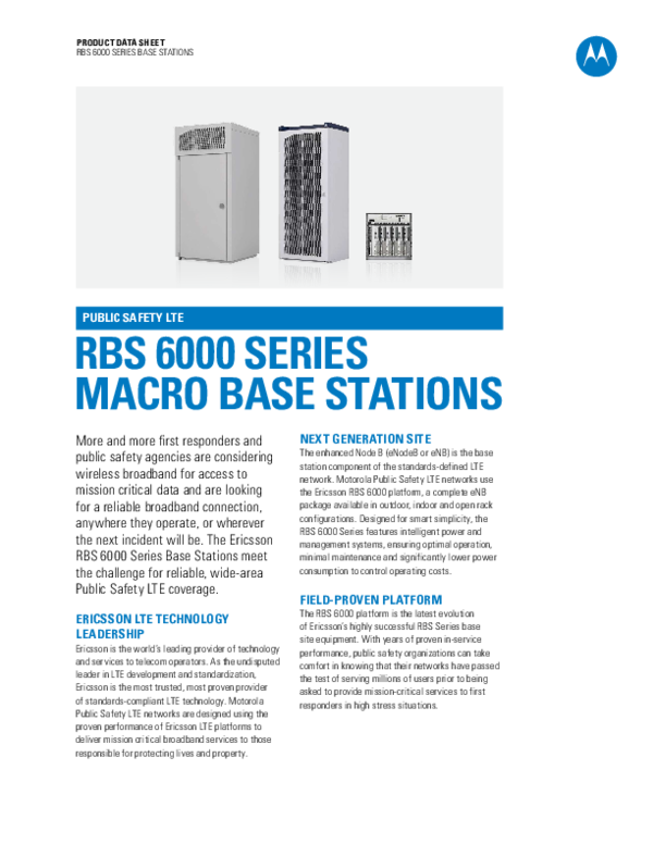 (PDF) PRODUCT DATA SHEET RBS 6000 SERIES BASE STATIONS