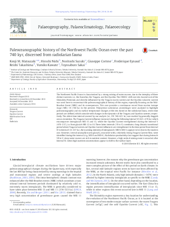 (PDF) Paleoceanographic history of the Northwest Pacific Ocean over the ...