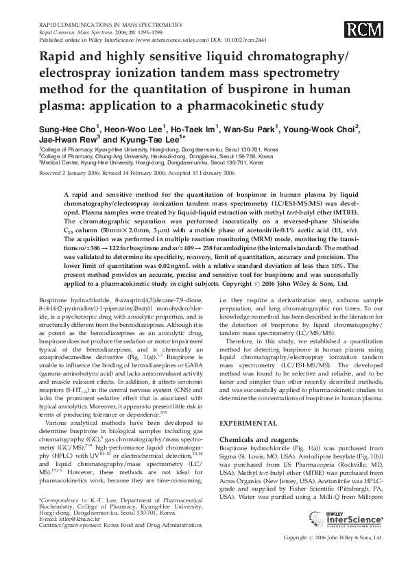 (PDF) Rapid and highly sensitive liquid chromatography/electrospray ...