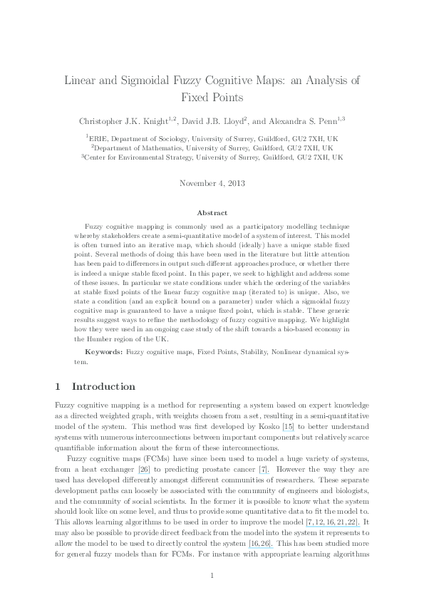 (PDF) Linear and sigmoidal fuzzy cognitive maps: An analysis of fixed ...