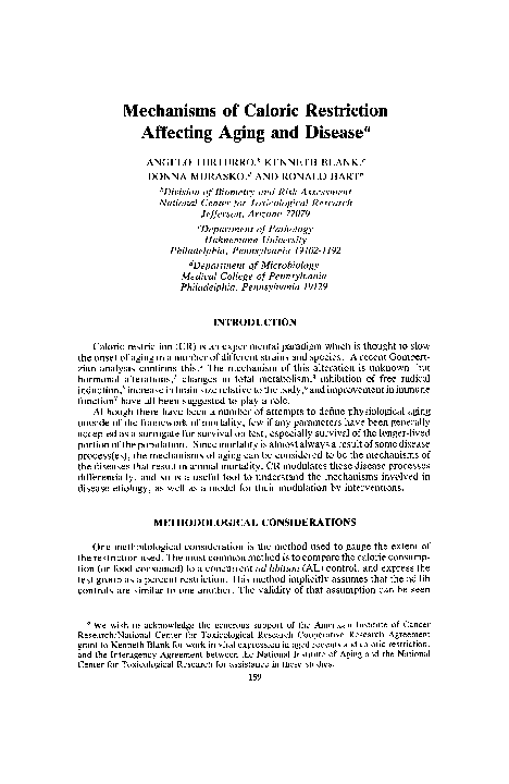 (PDF) Mechanisms of Caloric Restriction Affecting Aging and Disease