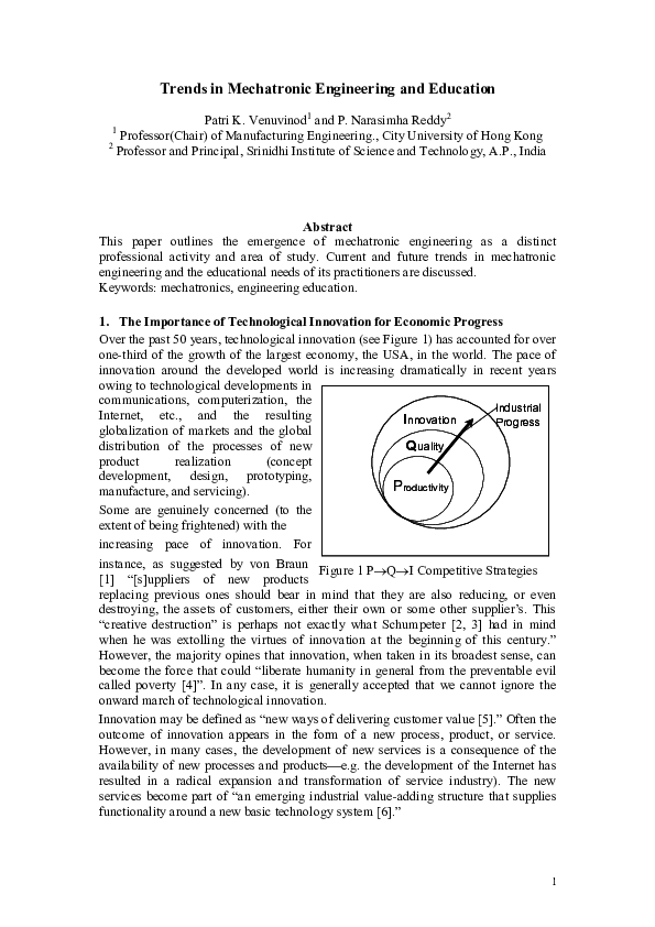 (PDF) Trends in Mechatronic Engineering and Education