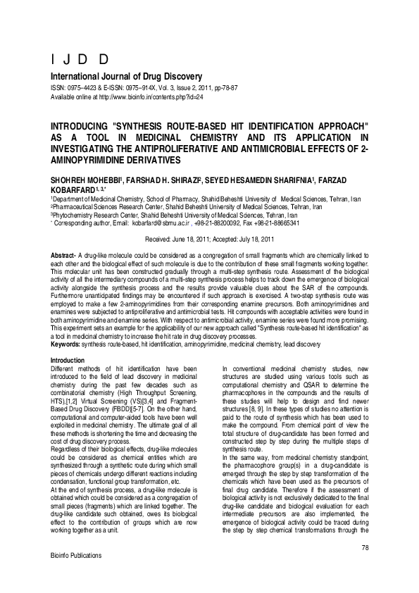 (PDF) Introducing" Synthesis Route-Based Hit Identification Approach ...