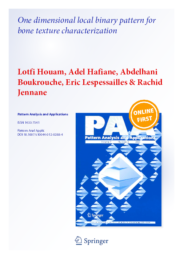 Pdf One Dimensional Local Binary Pattern For Bone Texture Characterization Rachid Jennane