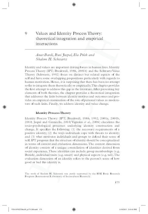 (PDF) Values and Identity Process Theory: theoretical integration and ...