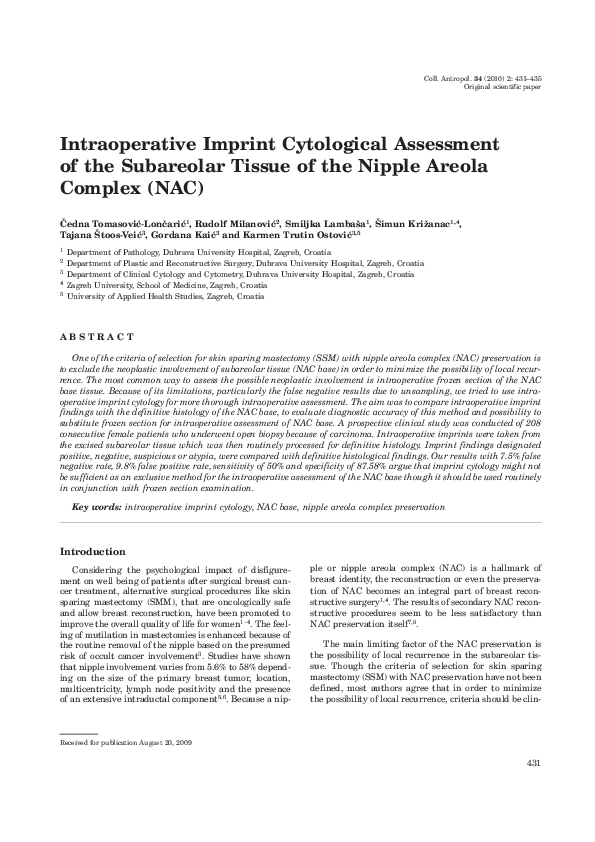 (PDF) Intraoperative imprint cytological assessment of the subareolar ...