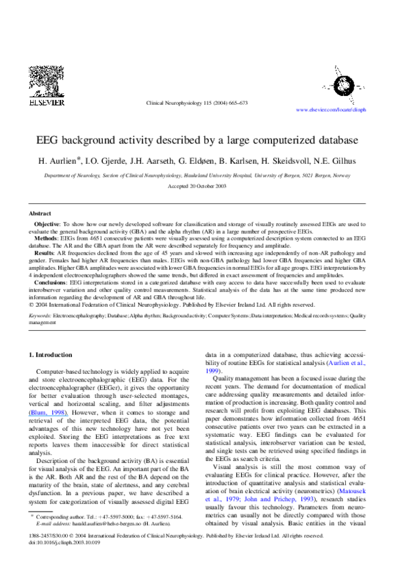Pdf Eeg Background Activity Described By A Large Computerized Database
