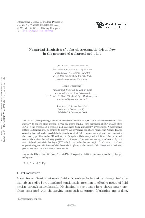 (PDF) Numerical simulation of a flat electroosmotic driven flow in the ...