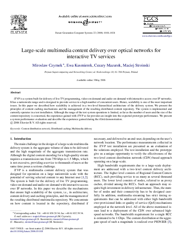 (PDF) Large-scale multimedia content delivery over optical networks for ...
