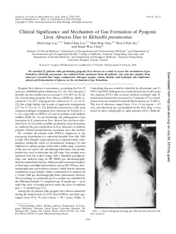 (PDF) Clinical Significance and Mechanism of Gas Formation of Pyogenic ...