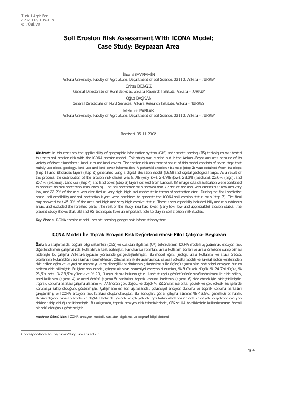 (PDF) Soil Erosion Risk Assessment With ICONA Model; Case Study ...
