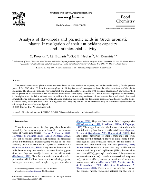 (PDF) Analysis of flavonoids and phenolic acids in Greek aromatic plants: Investigation of their ...