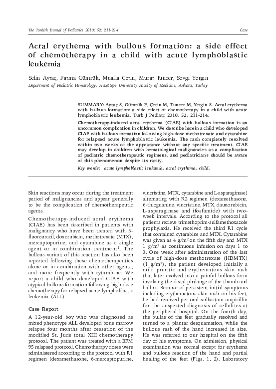 (PDF) Acral erythema with bullous formation: a side effect of ...
