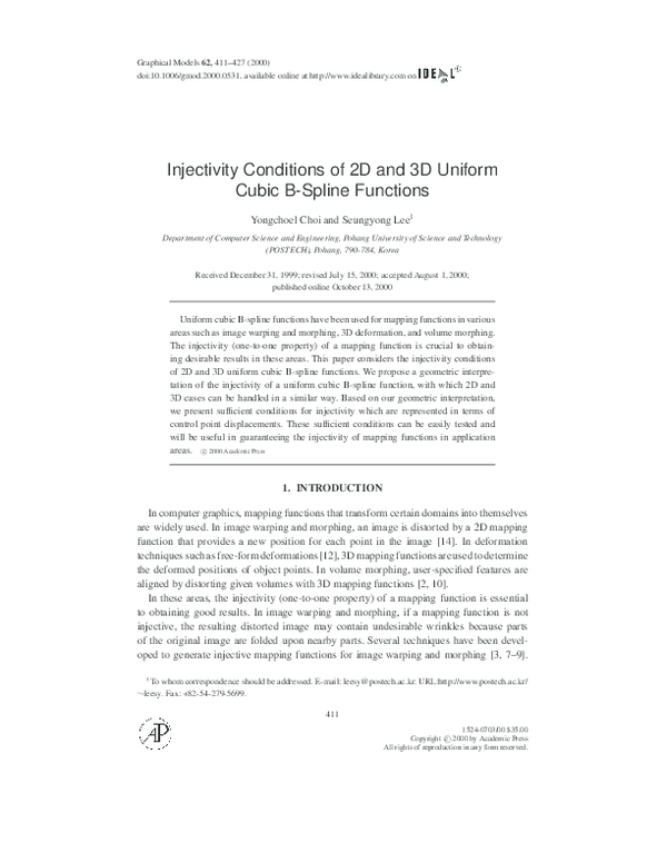 (PDF) Injectivity Conditions of 2D and 3D Uniform Cubic B-Spline Functions