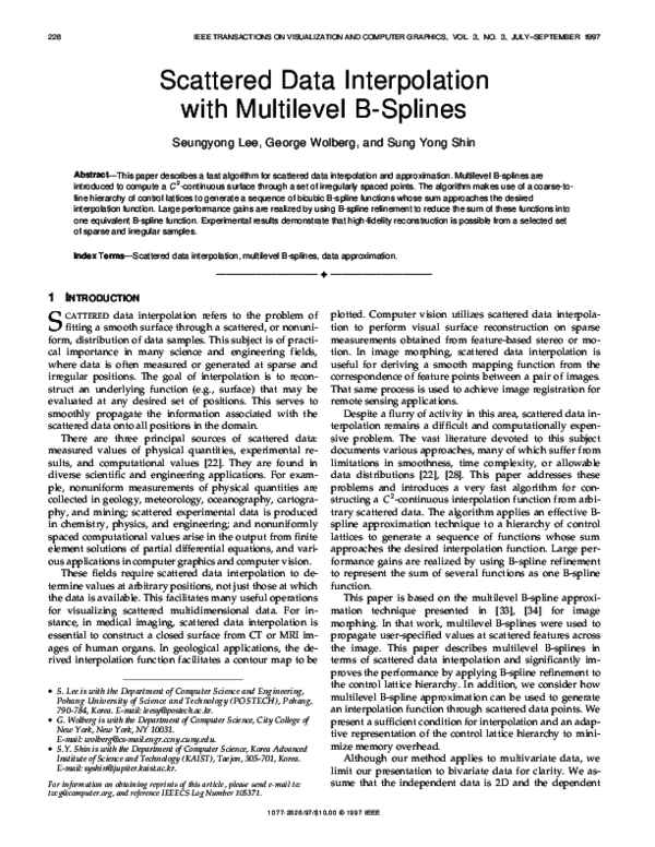 (PDF) Scattered data interpolation with multilevel B-splines