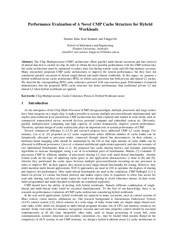 (PDF) Performance Evaluation of a Novel CMP Cache Structure for Hybrid Workloads