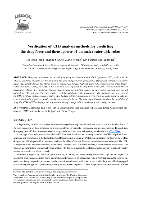 Pdf Verification Of Cfd Analysis Methods For Predicting The Drag