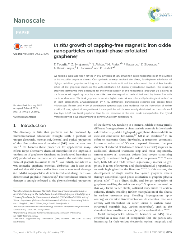 (PDF) In situ growth of capping-free magnetic iron oxide nanoparticles ...