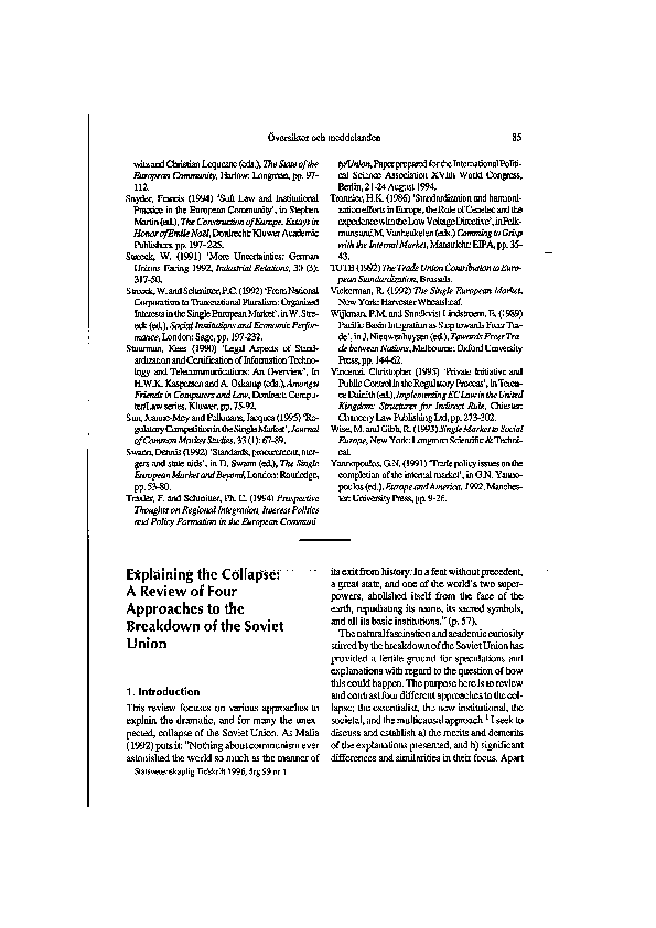 (PDF) Explaining the Collapse: A Review of Four Approaches to the ...