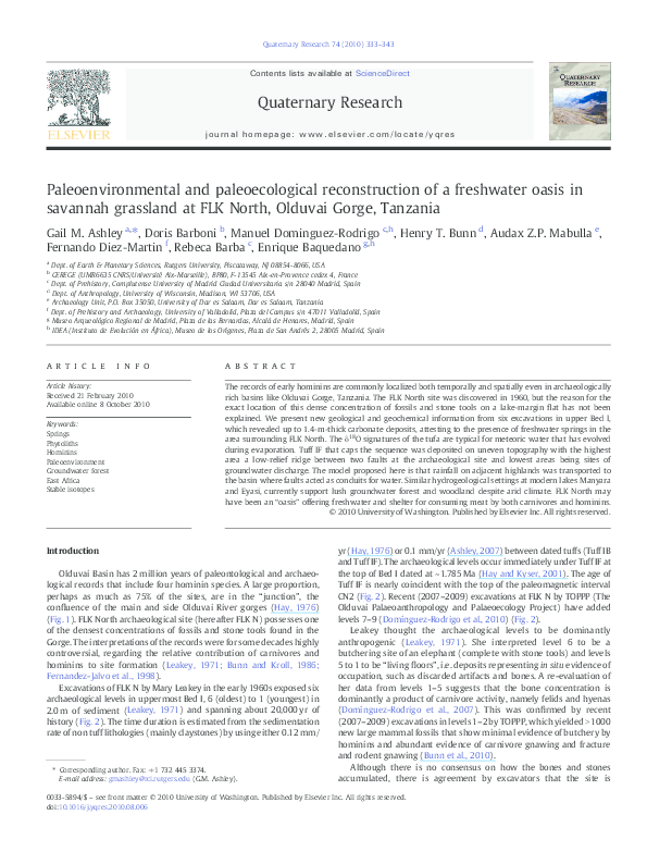 (PDF) Paleoenvironmental and paleoecological reconstruction of a ...