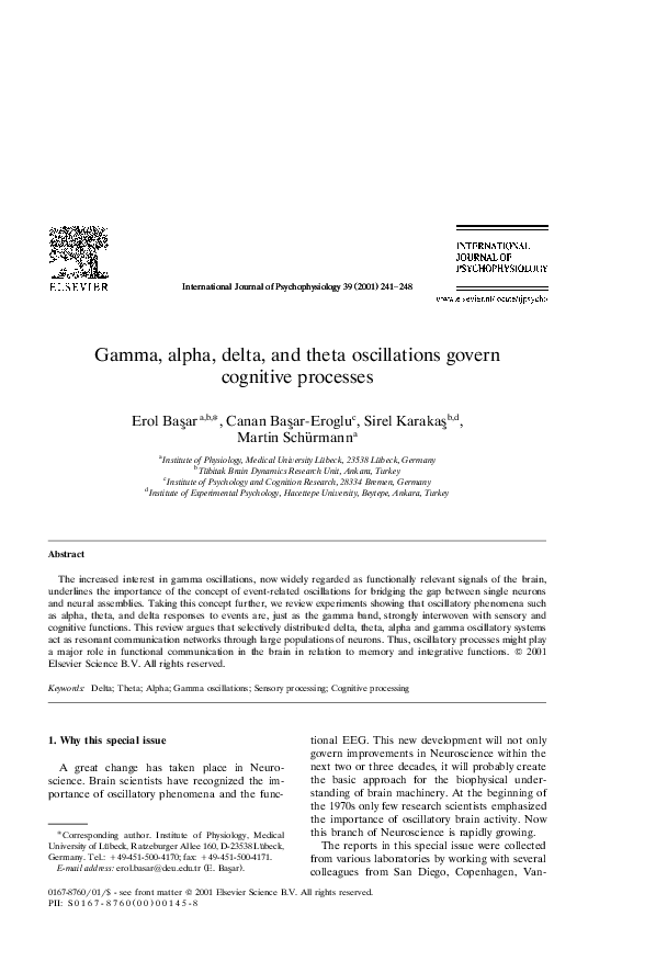 (PDF) Gamma, alpha, delta, and theta oscillations govern cognitive processes