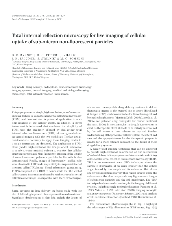 (PDF) Total internal reflection microscopy for live imaging of cellular ...