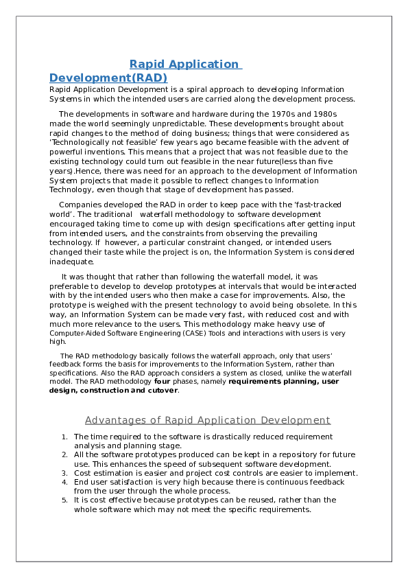 (DOC) Rapid Application Development(RAD