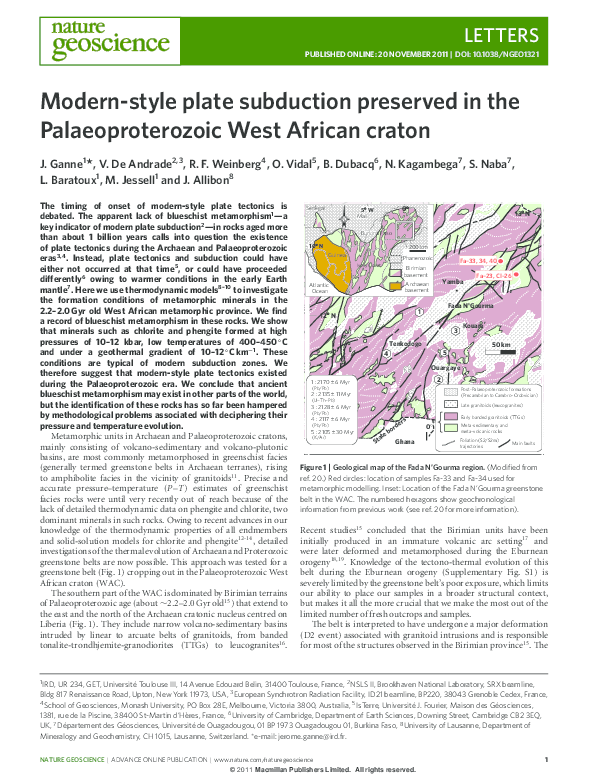 (PDF) Modern-style plate subduction preserved in the Palaeoproterozoic ...