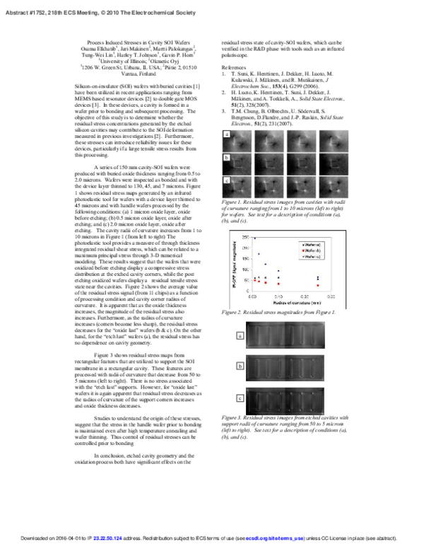 (PDF) Process Induced Stresses in Cavity SOI Wafers