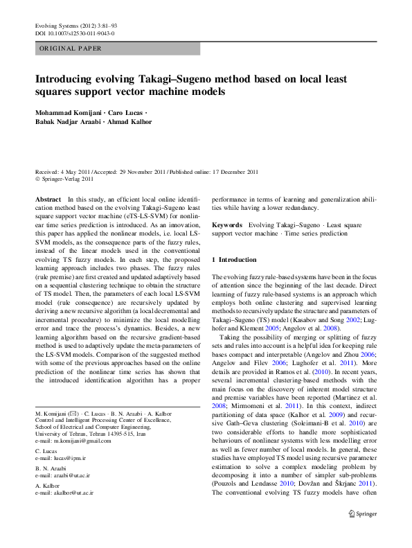 (PDF) Introducing evolving Takagi–Sugeno method based on local least ...