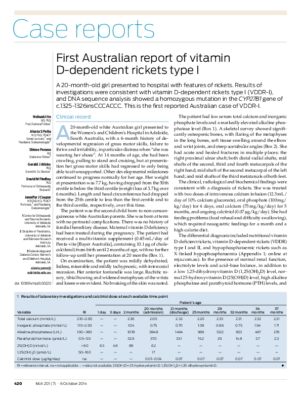 (PDF) First Australian report of vitamin D-dependent rickets type I