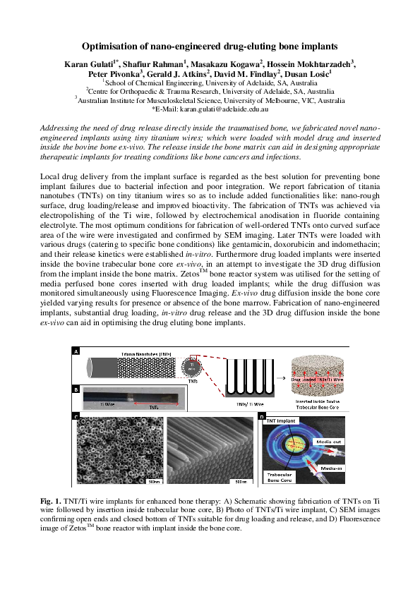 (PDF) Optimisation of nano-engineered drug-eluting bone implants