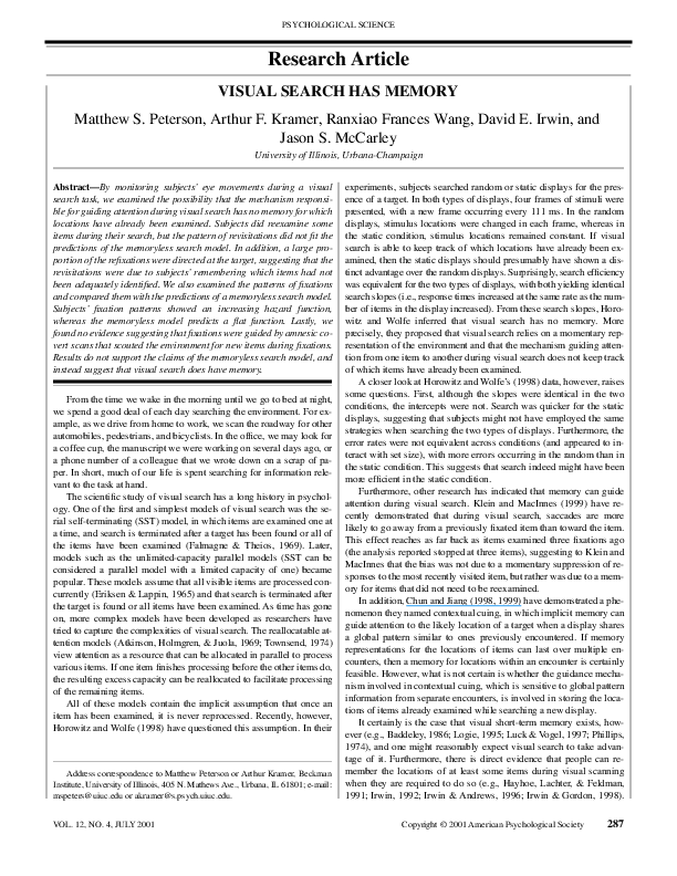 (PDF) Visual Search has Memory