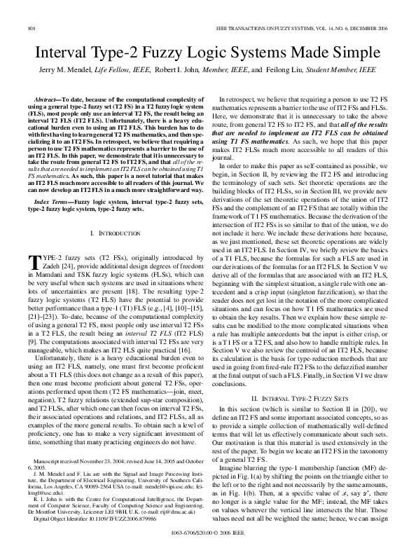 (PDF) Interval Type-2 Fuzzy Logic Systems Made Simple