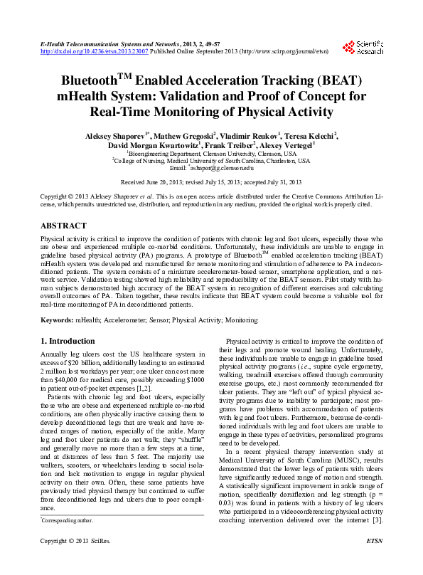 (PDF) Application and Implementation of Wearable Sensor for Real-Time Activity Tracking ...