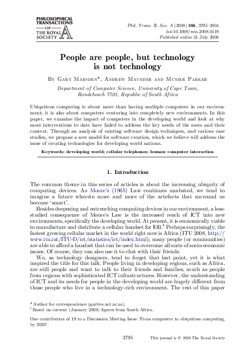 (PDF) People are people, but technology is not technology