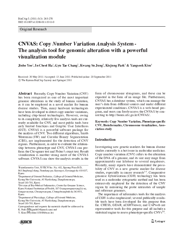 (PDF) CNVAS: Copy Number Variation Analysis System — The analysis tool ...