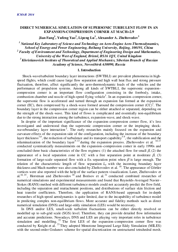 (PDF) Direct Numerical Simulation of Supersonic Turbulent Channel Flow with Uniform Blowing and ...