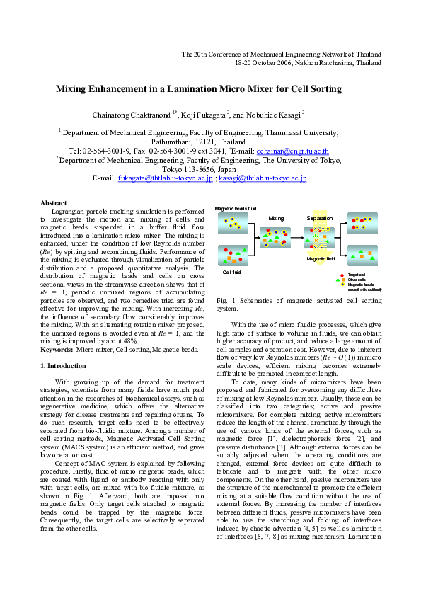 (PDF) Mixing Enhancement in a Lamination Micro Mixer for Cell Sorting