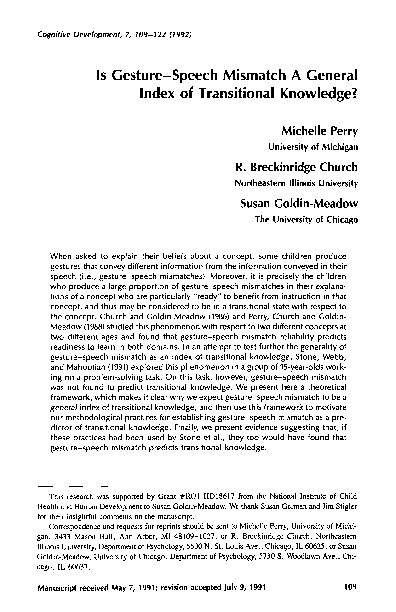 (PDF) Is gesture-speech mismatch a general index of transitional knowledge?