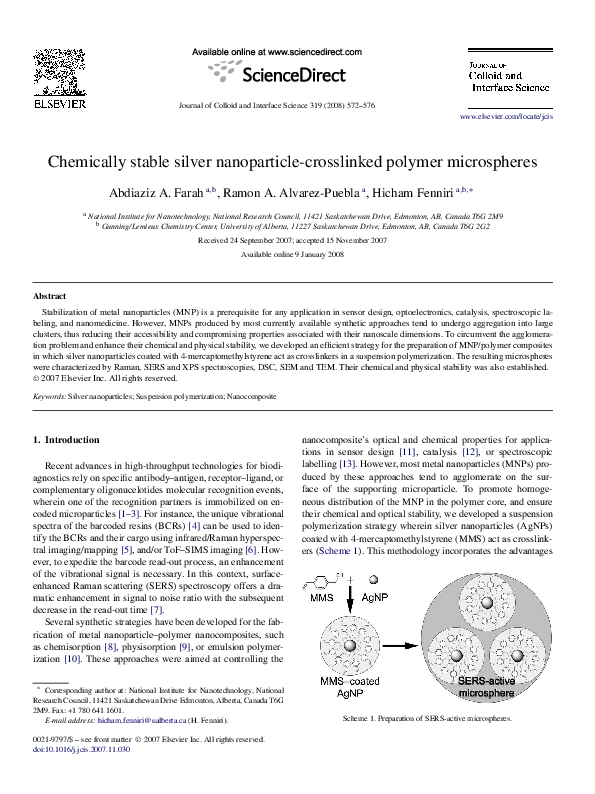 (PDF) Chemically stable silver nanoparticle-crosslinked polymer ...