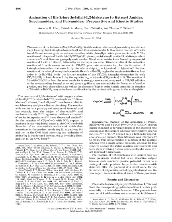 (PDF) Amination of Bis(trimethylsilyl)-1,2-bisketene to Ketenyl Amides ...