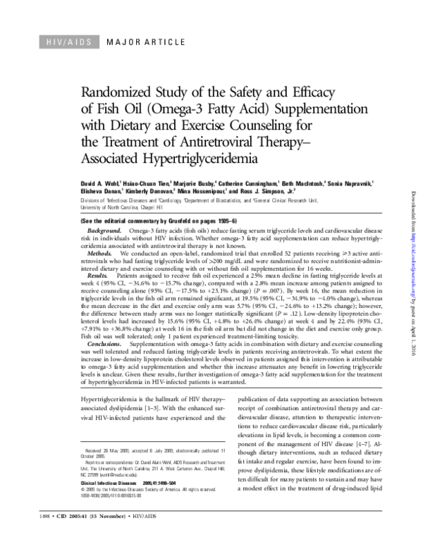 (PDF) Randomized Study of the Safety and Efficacy of Fish Oil (Omega-3 ...