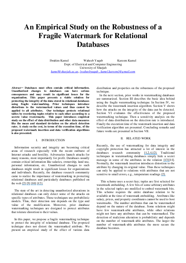 (PDF) An empirical study on the robustness of a fragile watermark for ...