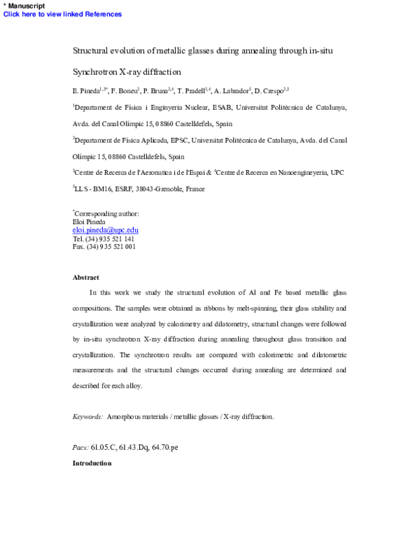 Pdf Structural Evolution Of Metallic Glasses During Annealing Through