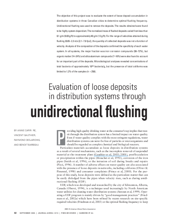(PDF) Evaluation of loose deposits in distribution systems through ...