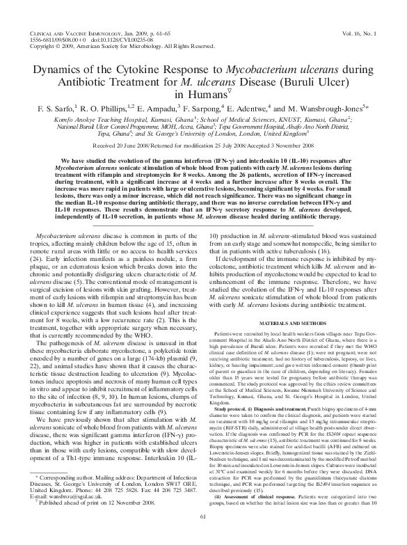 (PDF) Dynamics of the cytokine response to Mycobacterium ulcerans during antibiotic treatment ...