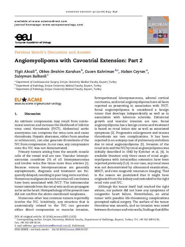(PDF) Angiomyolipoma with Cavoatrial Extension: Part 2