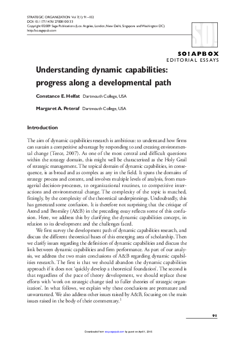 (PDF) Understanding dynamic capabilities: progress along a ...